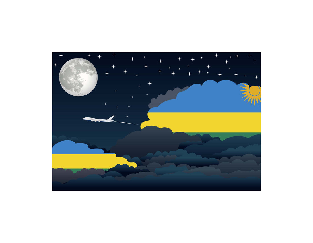 Rwanda Night Clouds Airplane Airport Flight Vector Illustration – City ...